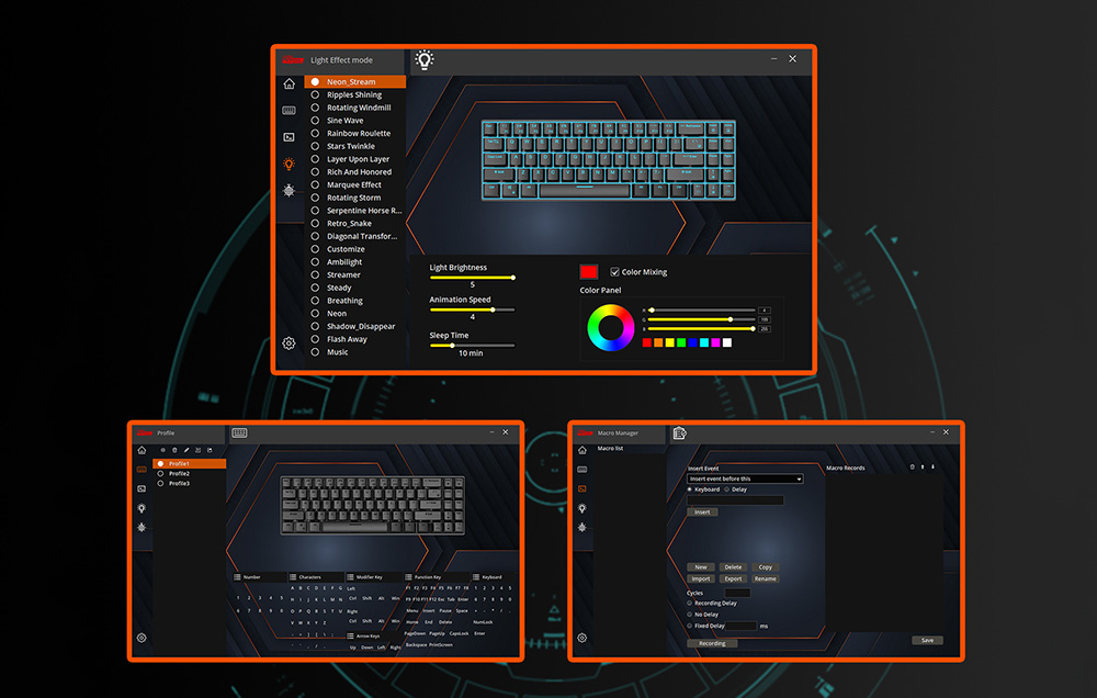 Wireless mechanical keyboard Royal Kludge RK84 RGB, Brown switch (black ...